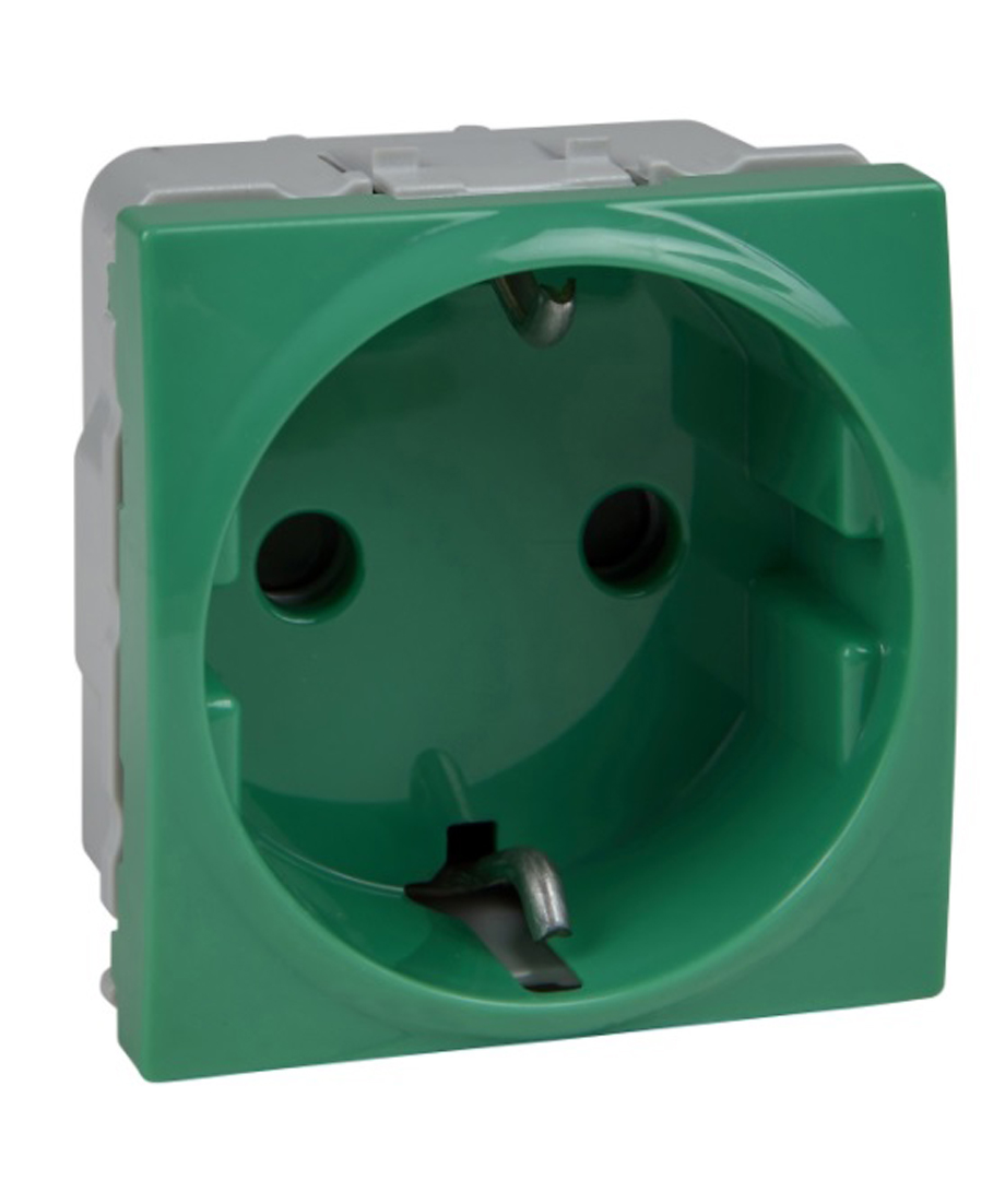 Socket Outlet - 16A - 2P + E - Shutters - Green - AZenergy