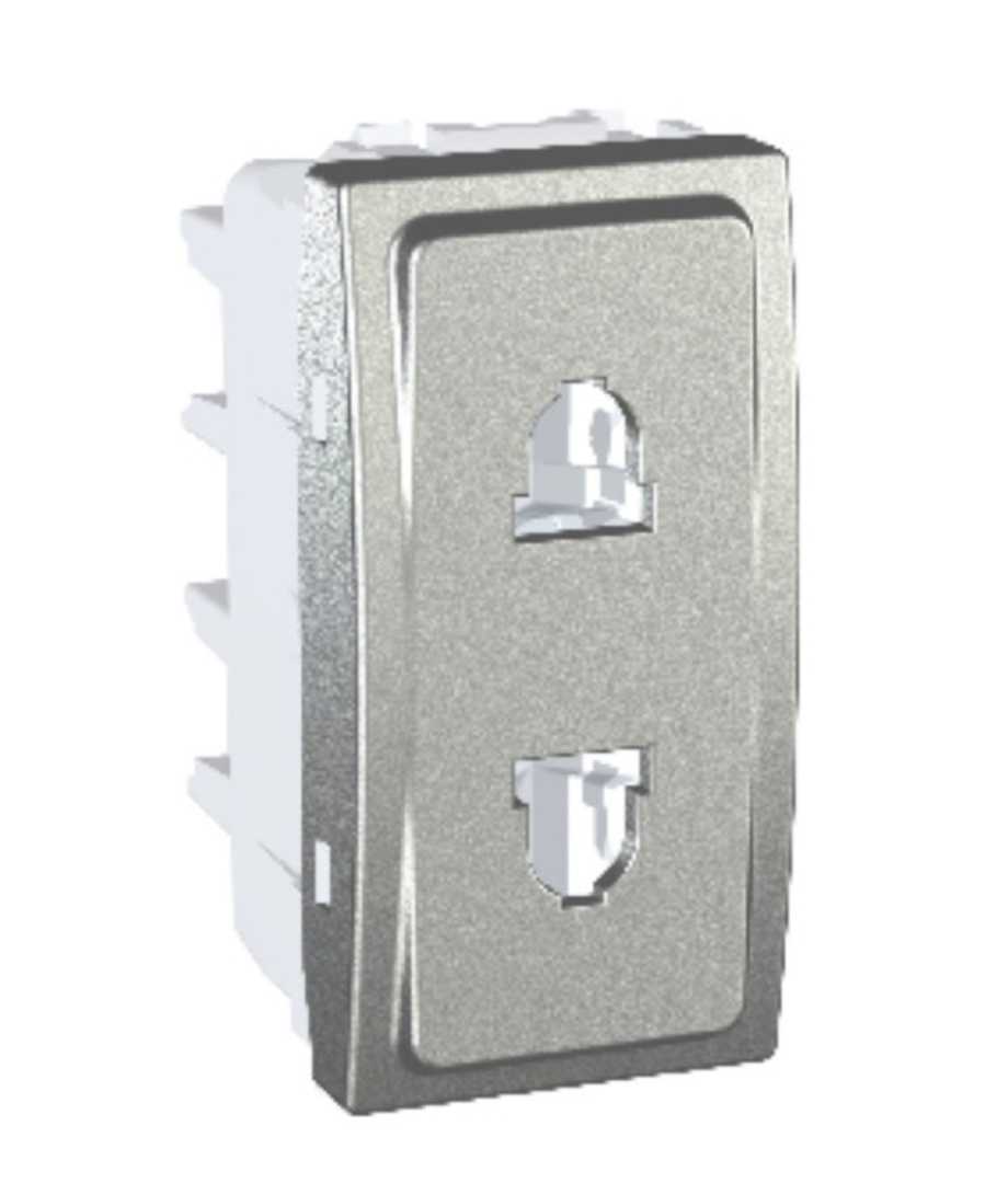 Socket Outlet - 16A - 2P - Shutters - EU/US - Aluminium - AZenergy
